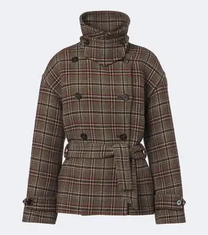 Chloé Checked Wool And Cotton-blend Peacoat - Multicoloured