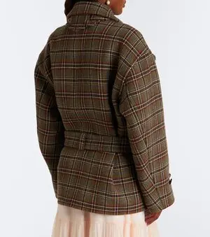 Chloé Checked Wool And Cotton-blend Peacoat