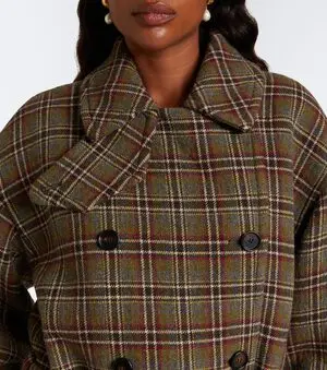 Chloé Checked Wool And Cotton-blend Peacoat