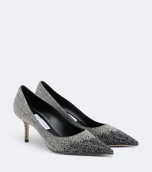 JIMMY CHOO Love Embellished Herringbone Pumps - Multicoloured