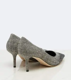 JIMMY CHOO Love Embellished Herringbone Pumps