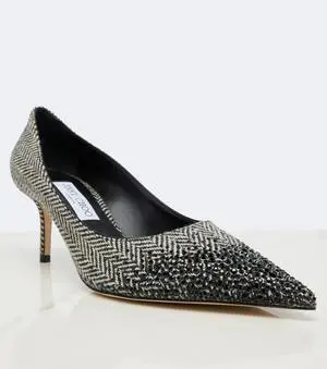 JIMMY CHOO Love Embellished Herringbone Pumps