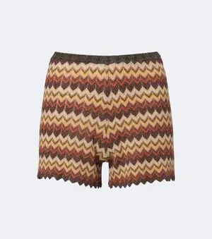 Faithfull The Brand Raya Knitted Chevron Lame Shorts - Multicoloured