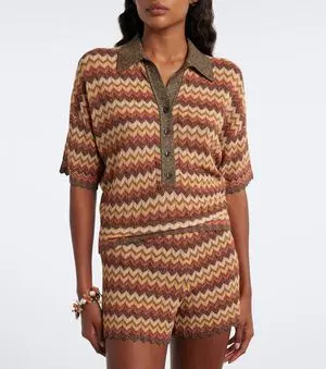 Faithfull The Brand Raya Knitted Chevron Lame Shorts