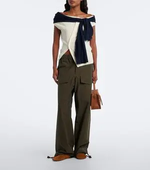 JW Anderson Layered Off-shoulder Wool Top