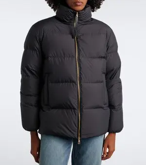 Moncler Leather-trimmed Down Jacket