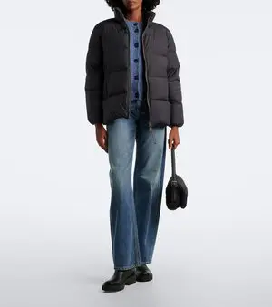 Moncler Leather-trimmed Down Jacket