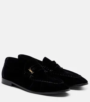 Saint Laurent Le Loafer Velvet Penny Loafers - Black