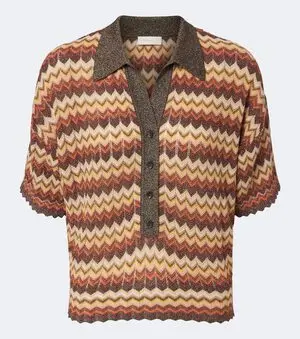 Faithfull The Brand Raya Chevron Lame Polo Sweater - Multicoloured