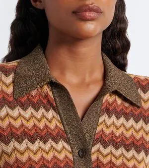 Faithfull The Brand Raya Chevron Lame Polo Sweater