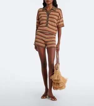 Faithfull The Brand Raya Chevron Lame Polo Sweater