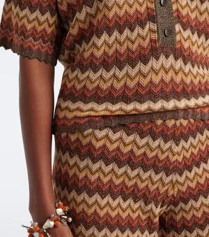 Faithfull The Brand Raya Chevron Lame Polo Sweater