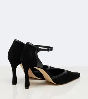 Manolo Blahnik Armelia Leather-trimmed Suede Pumps