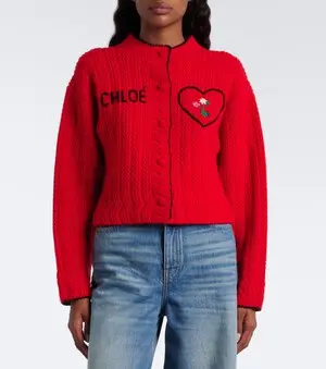 Chloé Embroide Wool And Cashmere Cardigan