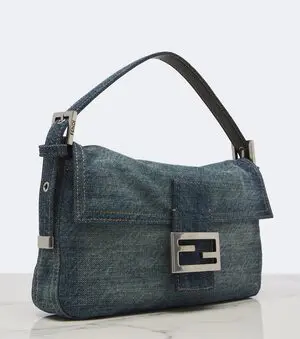 Fendi Baguette® 26424 Small Denim Shoulder Bag