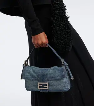 Fendi Baguette® 26424 Small Denim Shoulder Bag