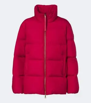Moncler Leather-trimmed Down Jacket - Red