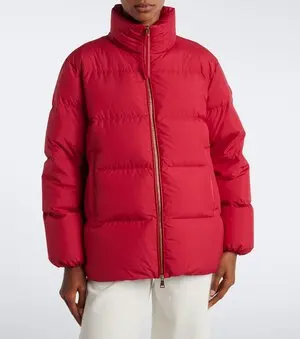 Moncler Leather-trimmed Down Jacket
