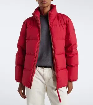 Moncler Leather-trimmed Down Jacket