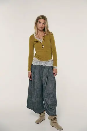 Free People Set In Stone Wool Trousers At - Grey Combo