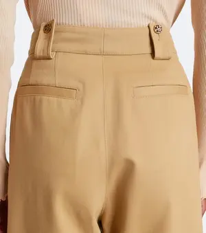 Chloé Embellished Pleated Cotton Barrel-leg Pants