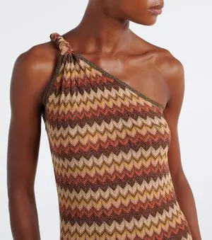 Faithfull The Brand Joie Chevron One-shoulder Lame Maxi Dress