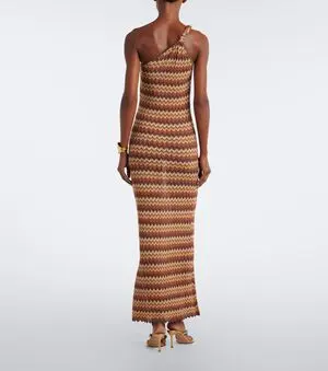 Faithfull The Brand Joie Chevron One-shoulder Lame Maxi Dress