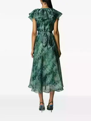 MIAU BY CLARA ROTESCU Snakeskin-print Ruffled Midi Dress