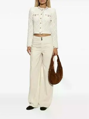 SELF-PORTRAIT Embellished Diamond-knit Cardigan