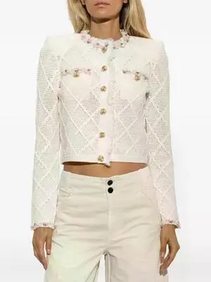 SELF-PORTRAIT Embellished Diamond-knit Cardigan