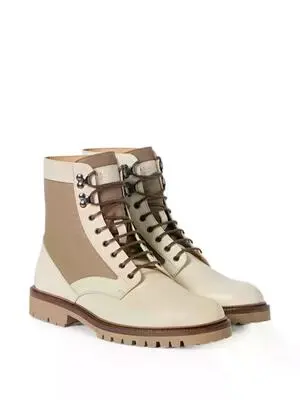 Brunello Cucinelli Polished Calfskin And Techno Cotton Boots