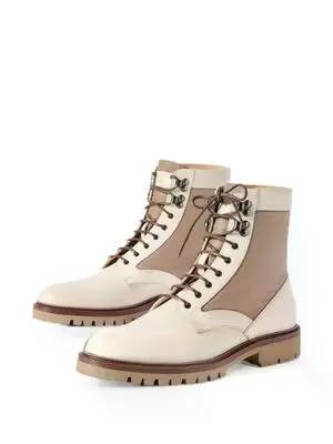 Brunello Cucinelli Polished Calfskin And Techno Cotton Boots