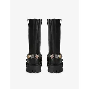 Kurt Geiger Eagles Harness Leather Biker Boots