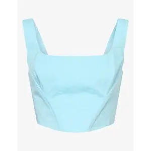 Simkhai Clio Cropped Cotton-blend Top - Pool