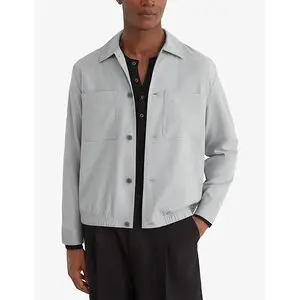 REISS Penge Pocket Brushed Woven Overshirt - Soft Grey