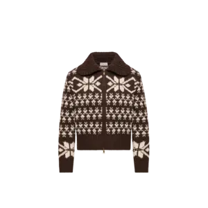 Moncler Moncler Jacquard Sequin Zip-up Cardigan Brown