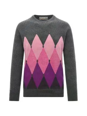 BALLANTYNE Argyle-knit Cashmere Sweater - Grey
