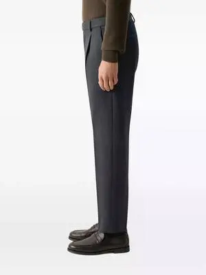 Zegna Dark Mélange Wool And Cashmere Pants