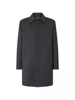 Zegna Black Mélange Wool And Cashmere Trench Coat - Grey
