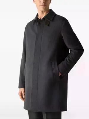 Zegna Black Mélange Wool And Cashmere Trench Coat
