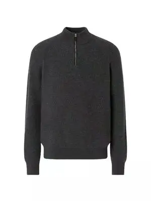 Zegna Dark Mélange Oasi Cashmere Zip Mock Sweater - Grey
