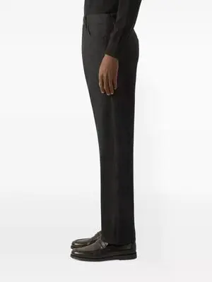 Zegna Dark Wool And Cashmere Roccia Pants