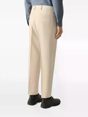Zegna Cream White Cotton And Wool Pants