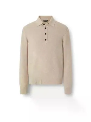 Zegna Cream White Mélange Oasi Cashmere Polo Shirt - Neutrals