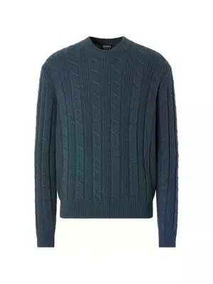 Zegna Light Mélange Oasi Cashmere Crewneck Sweater - Blue