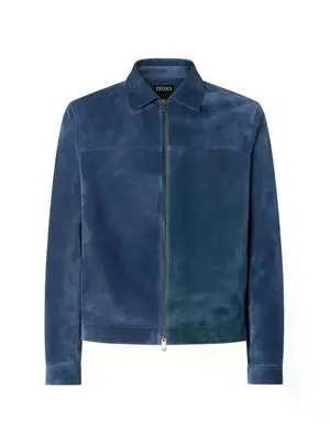 ZEGNA Light Blue Suede Blouson