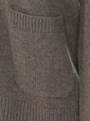 LISA YANG 100% Cashmere V-neck Cardigan With Ribbed Trims - Cocoa