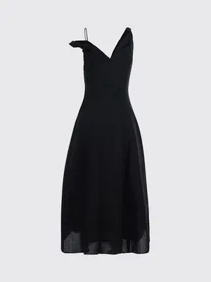 RÓHE Asymmetric Neckline Cotton Blend Midi Ceremony Dress