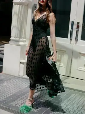 FLEUR DU MAL Polka-dot Sheer Midi Dress