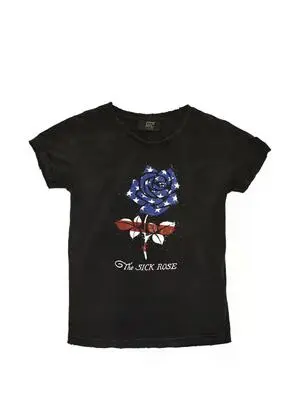 HTC LOS ANGELES Rose-print Short-sleeve T-shirt - Black